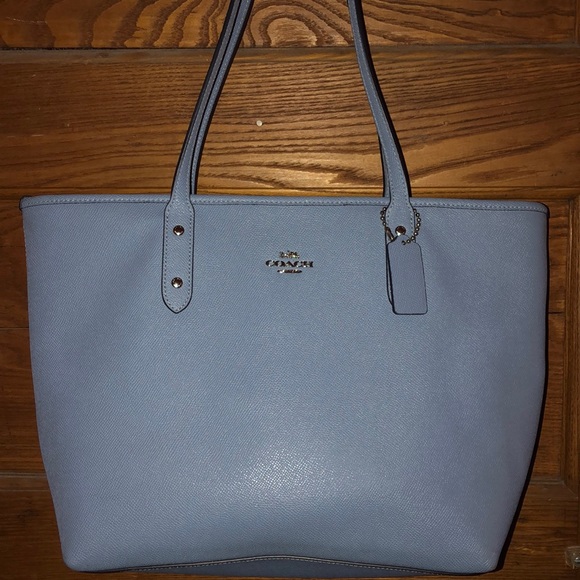 Coach | Bags | Baby Blue Leather Coach Tote Bag Used Good Condition ...
